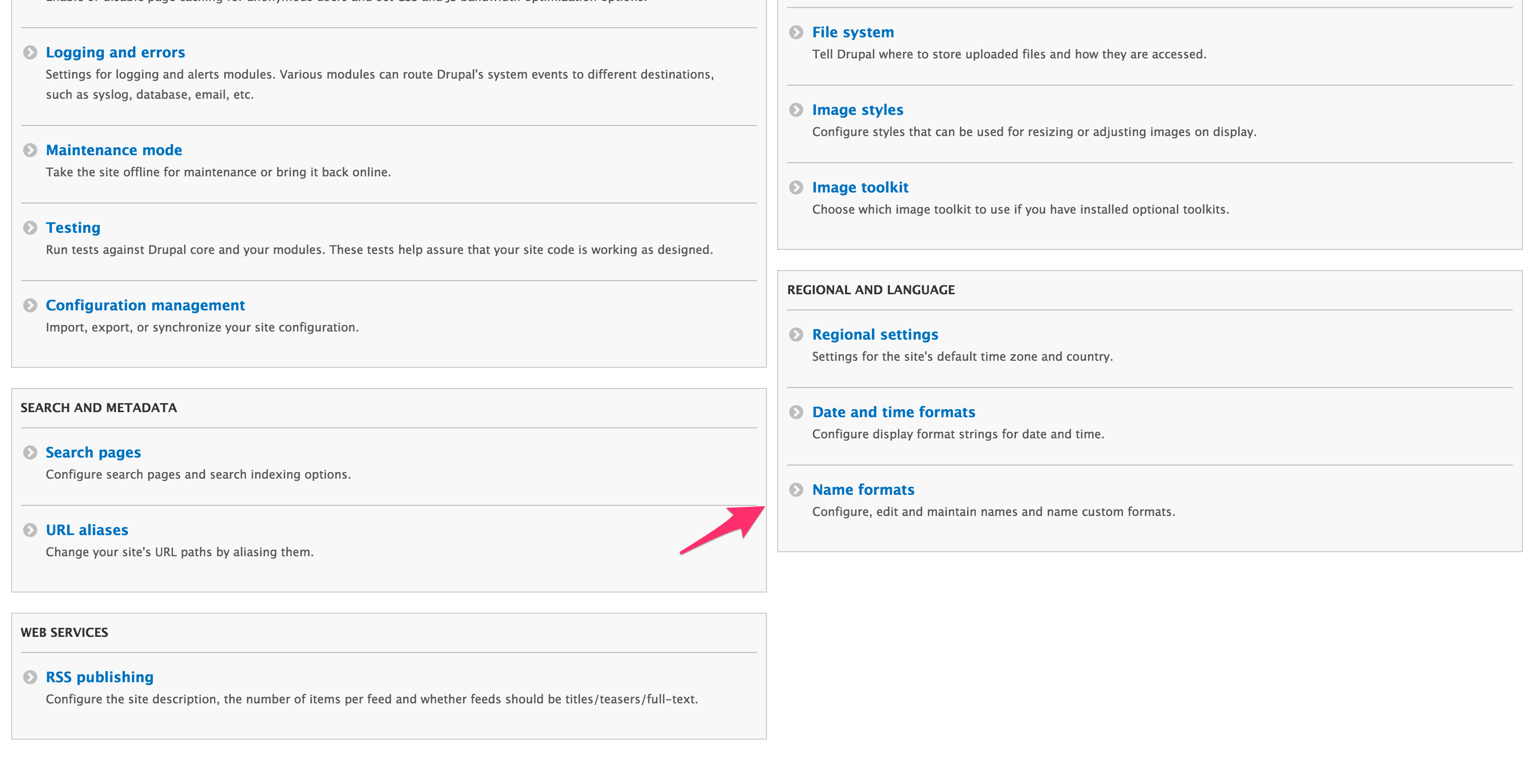 Move name menu under /admin/config/content [#2172475] | Drupal.org
