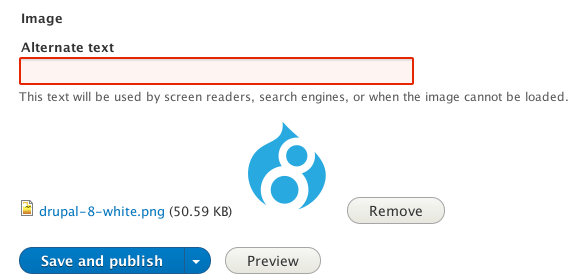 Make the default 'alt' attribute for Image fields required [#2303765 ...