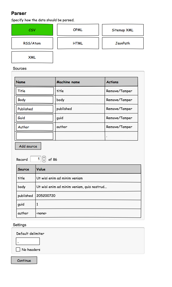 Implement the CSV parser UI [#2669974] | Drupal.org