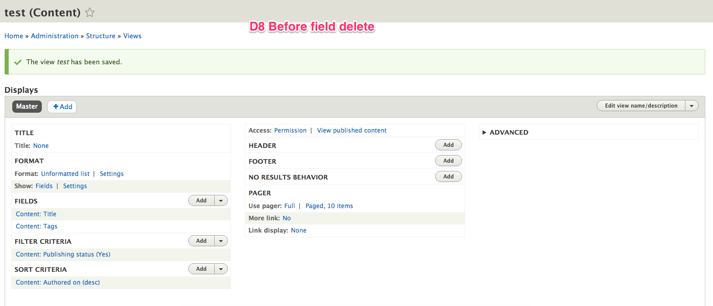 When deleting a content type field, users do not realize the related View also is deleted ...