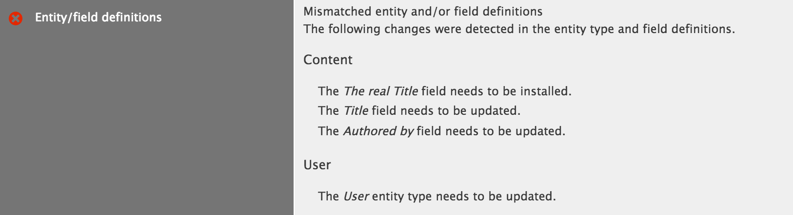 Inform users/developers about entity/field mismatch details if it happens [#2554911] | Drupal.org