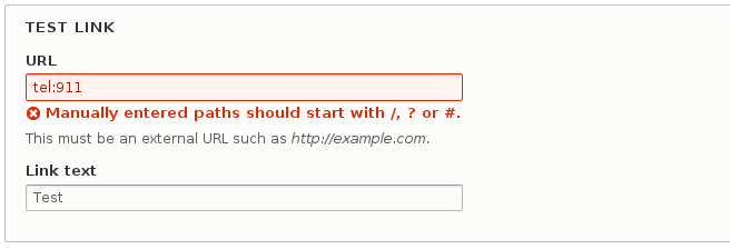 UrlHelper does not support tel: [#2575577] | Drupal.org