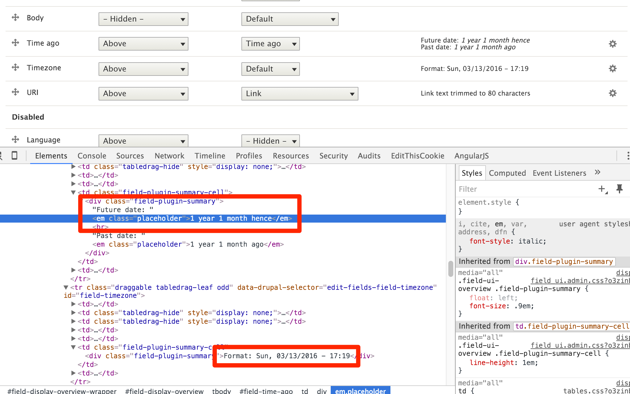 Time Ago summary does not render on Manage Display for Timestamp and ...