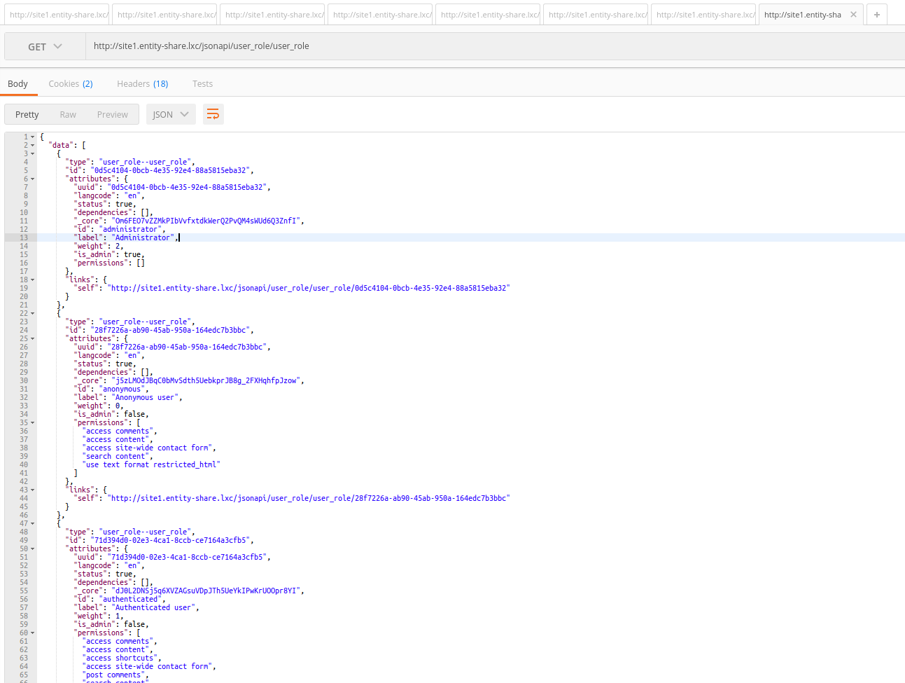 Role config entity ID + label are not exposed anywhere in JSON API output [#2865027] | Drupal.org
