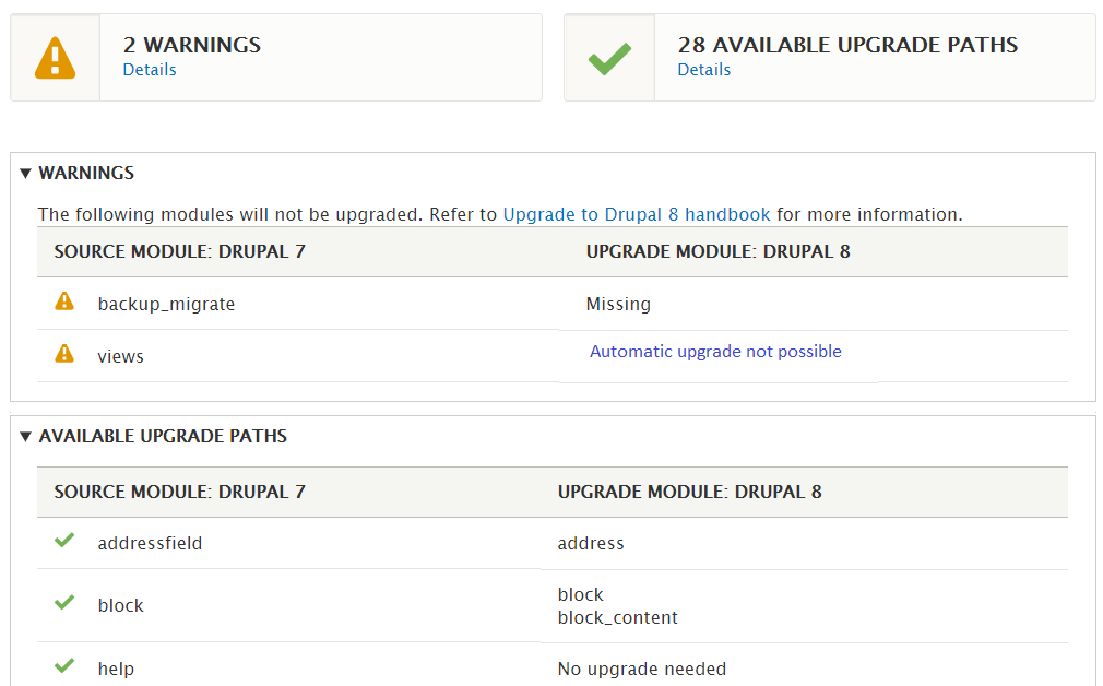 Migrate UI - handle sources that do not need an upgrade [#2914974] | Drupal.org