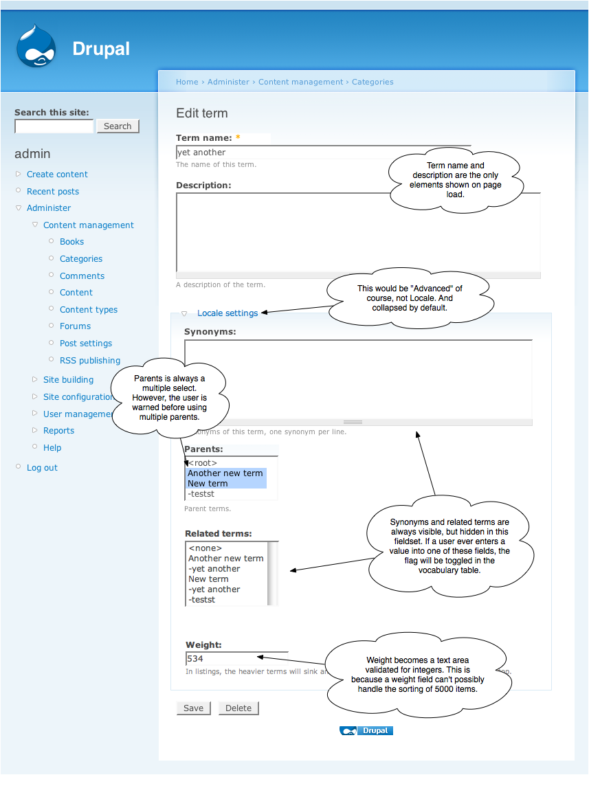 Usability: Improve taxonomy add forms [#192242] | Drupal.org