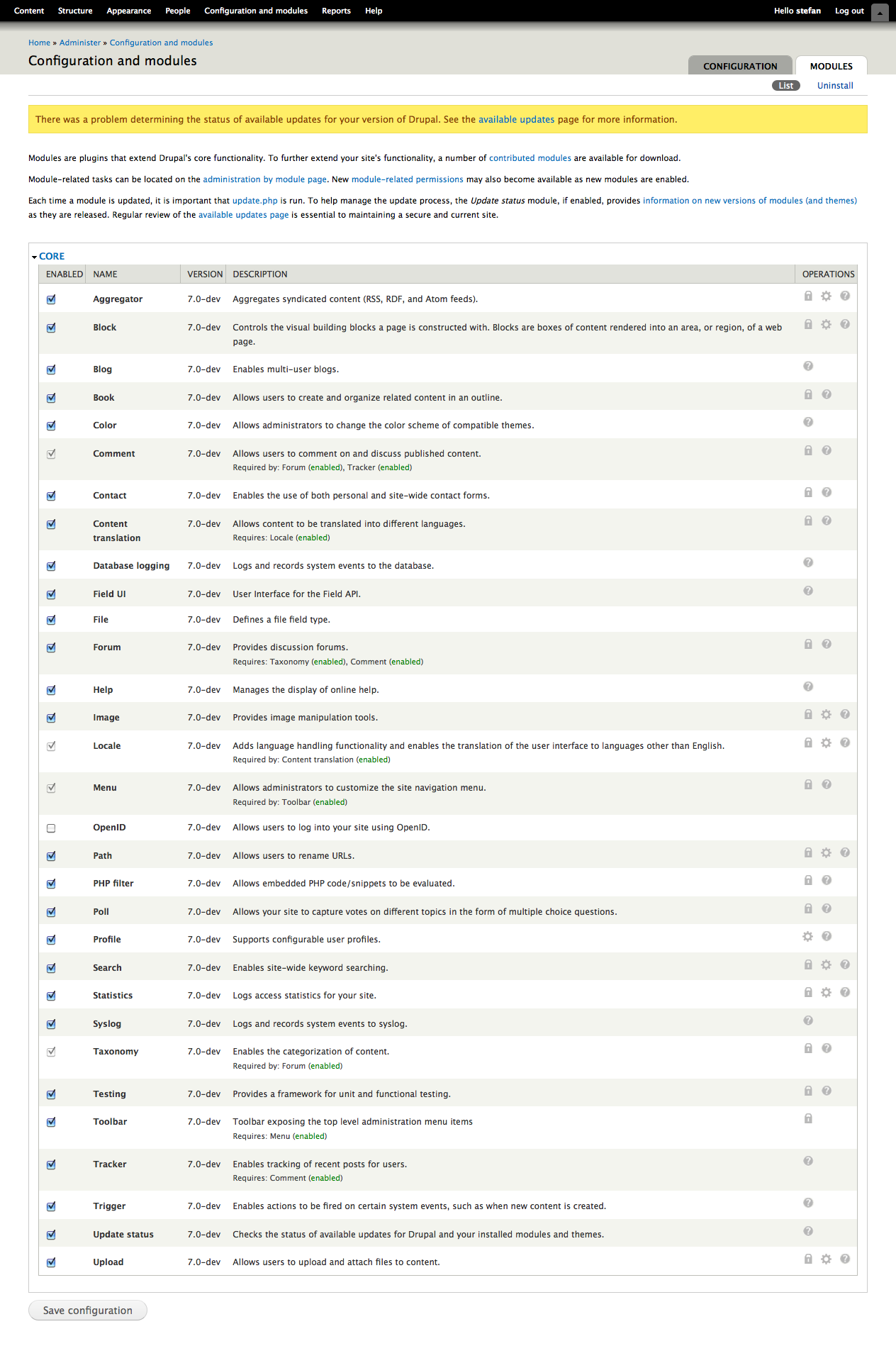Modules page: add link to its settings page for each module [#598758] | Drupal.org