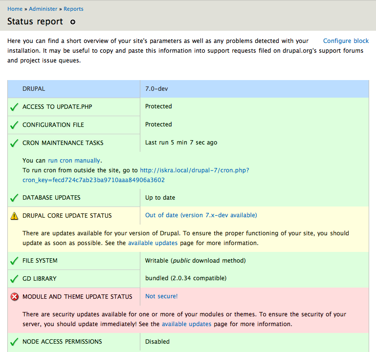 Fix help text and action links to find the update manager pages ...