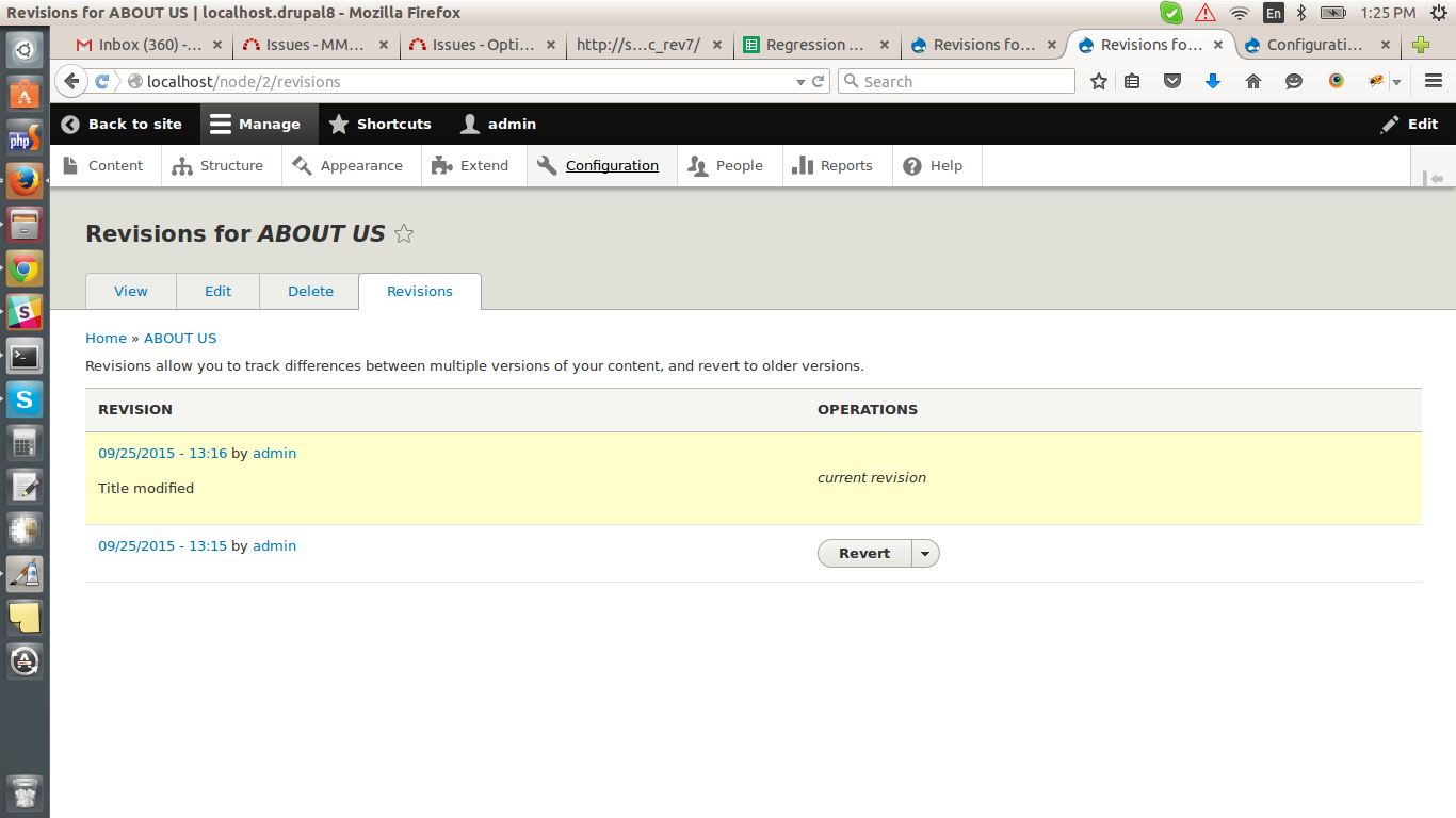 Show the Revisions tab/page even when only one revision exists ...