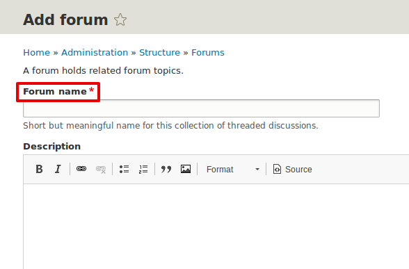 Add forum/container form descriptions refer to 'Terms' instead of 'Forum' [#2453495] | Drupal.org