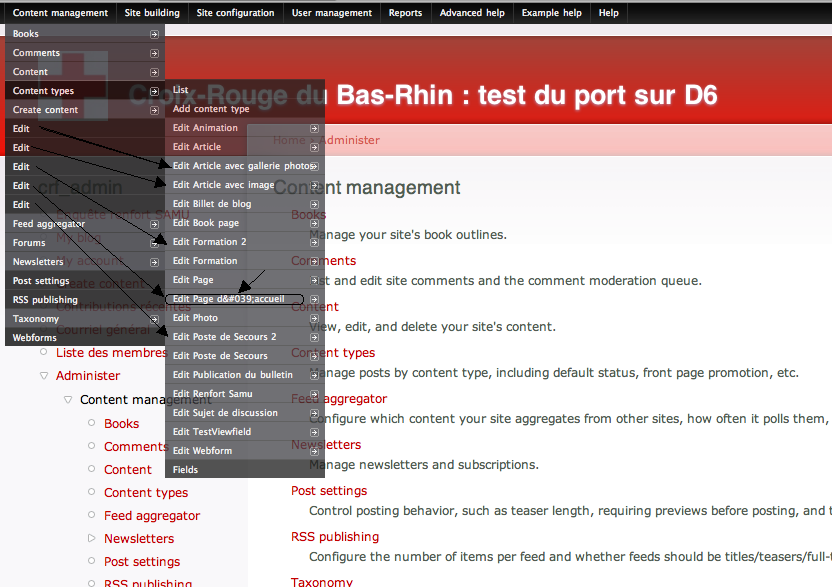 "Strange" menu entries in the "content management" menu, concerning "content types" [#373335 ...