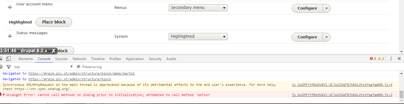 "cannot call methods on dialog prior to initialization" logged when resizing after closing a ...