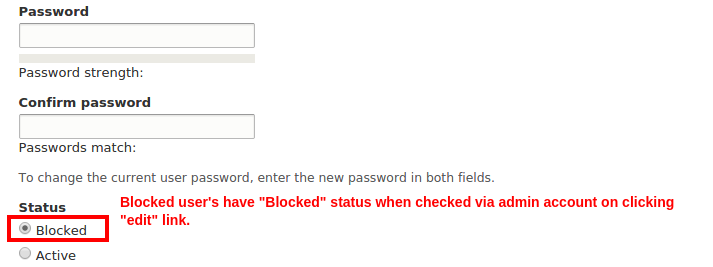 User edit form status radio buttons empty if user status is blocked [#2513576] | Drupal.org