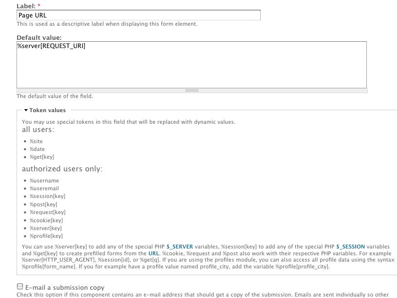 Tokens showing in webform fields [#627726] | Drupal.org