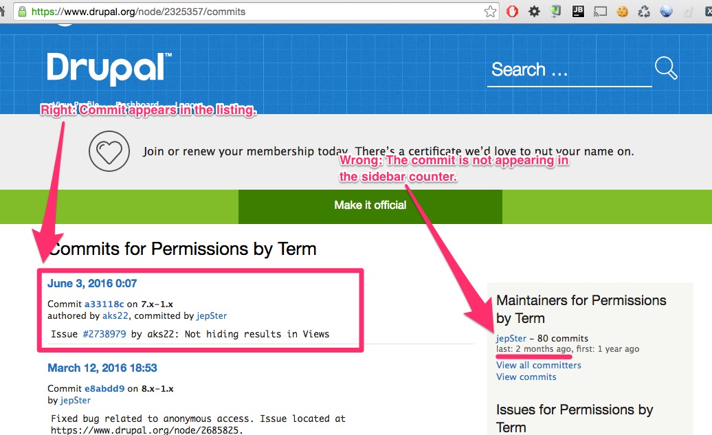 Git: Pushed code and not visible on the project page [#2741767] | Drupal.org