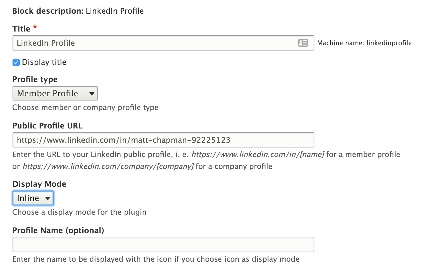 [D8] LinkedIn Profile [#2687067] | Drupal.org