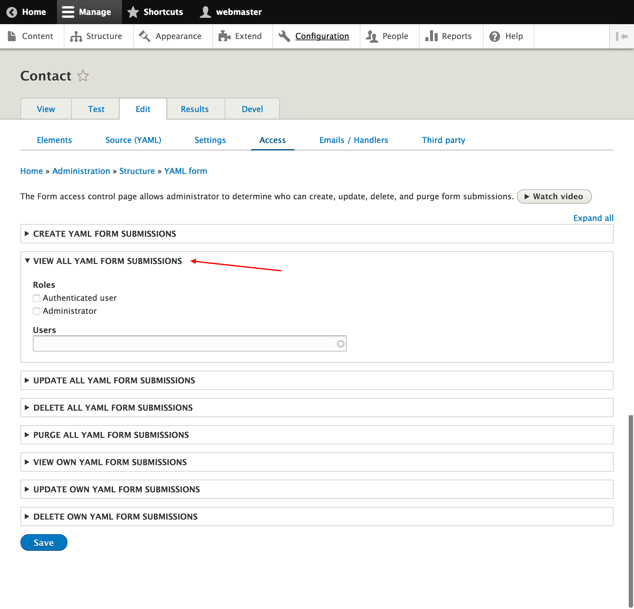 New permission: "View submissions for all YAML forms" [#2808257 ...