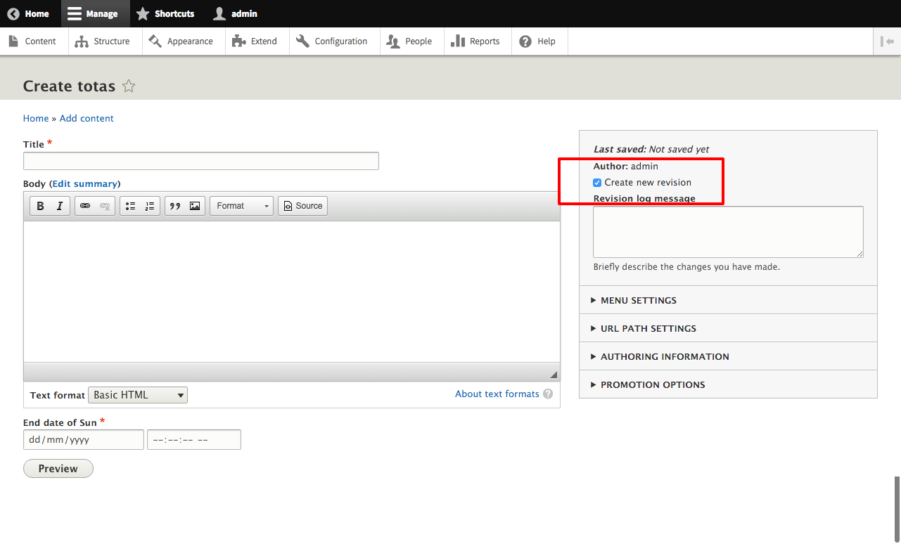 Enable revisions by default [#2490136] | Drupal.org