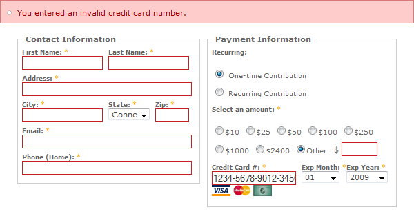 More robust Error Handling for Credit Card numbers [#608674] | Drupal.org