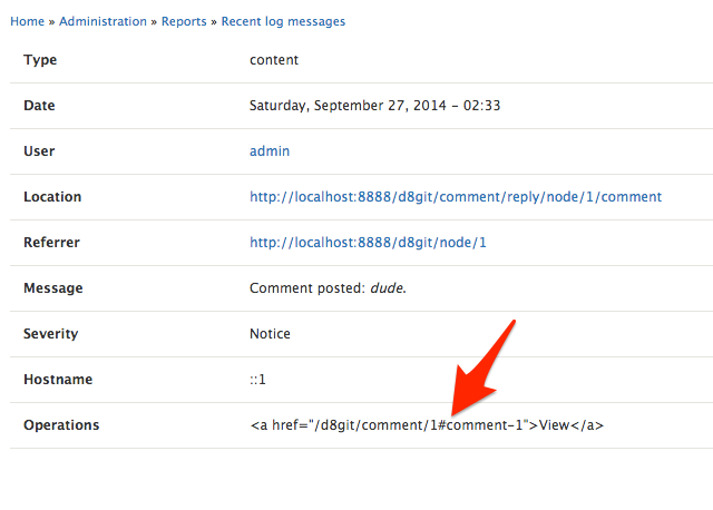 Fix double-escaping due to Twig autoescape in dblog event "operations" [#2345779] | Drupal.org