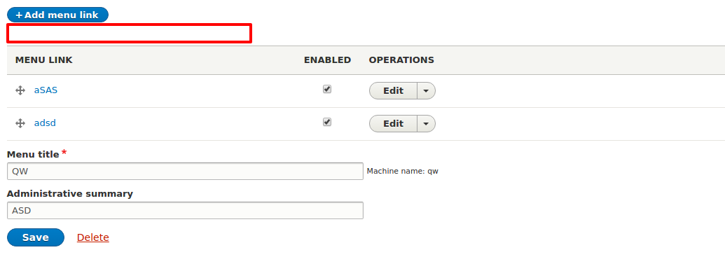 Separate the menu settings from the 'add link' button [#2520232] | Drupal.org