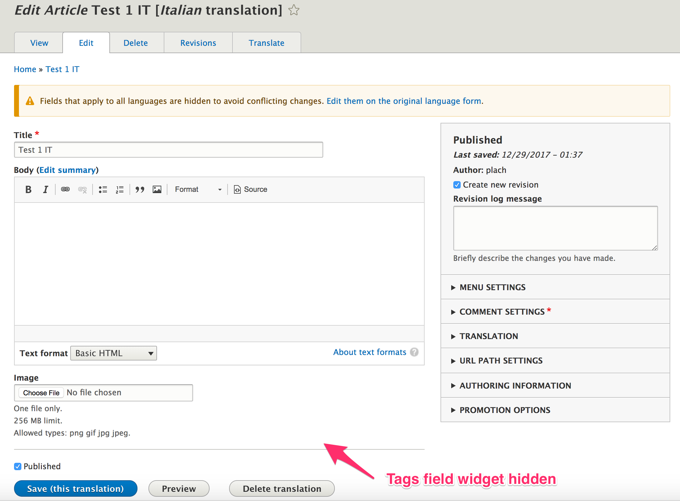Ensure that changes to untranslatable fields affect only one ...