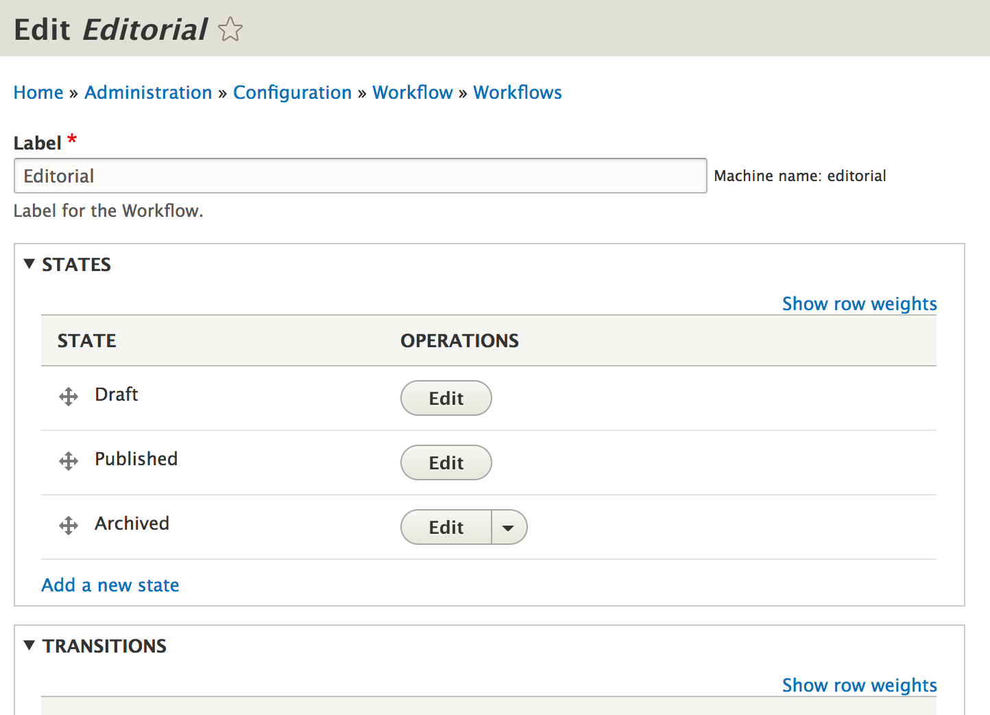 Rename 'Editorial workflow' to 'Editorial' [#2894499] | Drupal.org