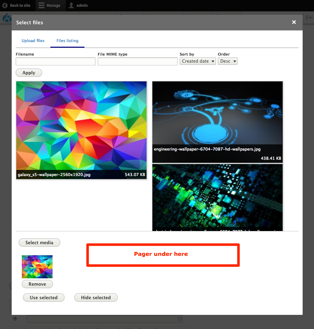 Views pager hidden in modal [#2826011] | Drupal.org