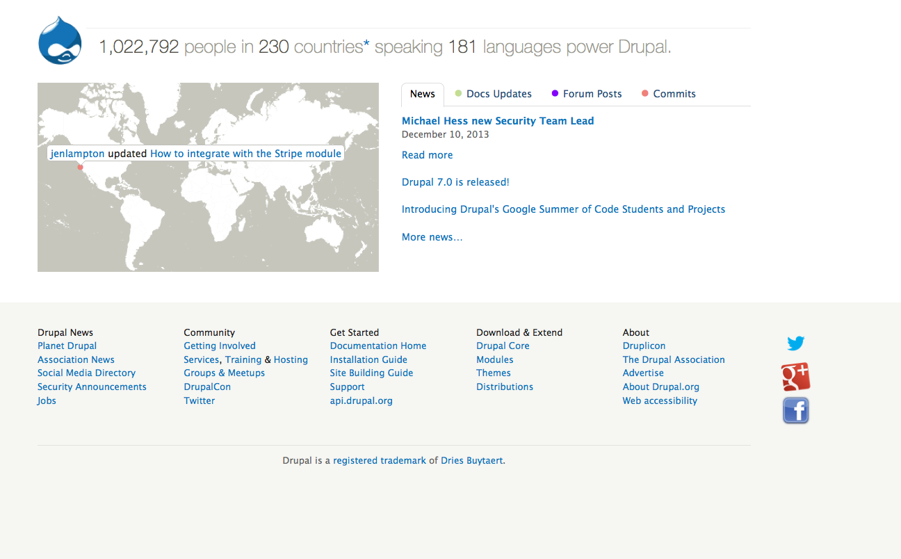 Add social media links to the footer [#1715618] | Drupal.org