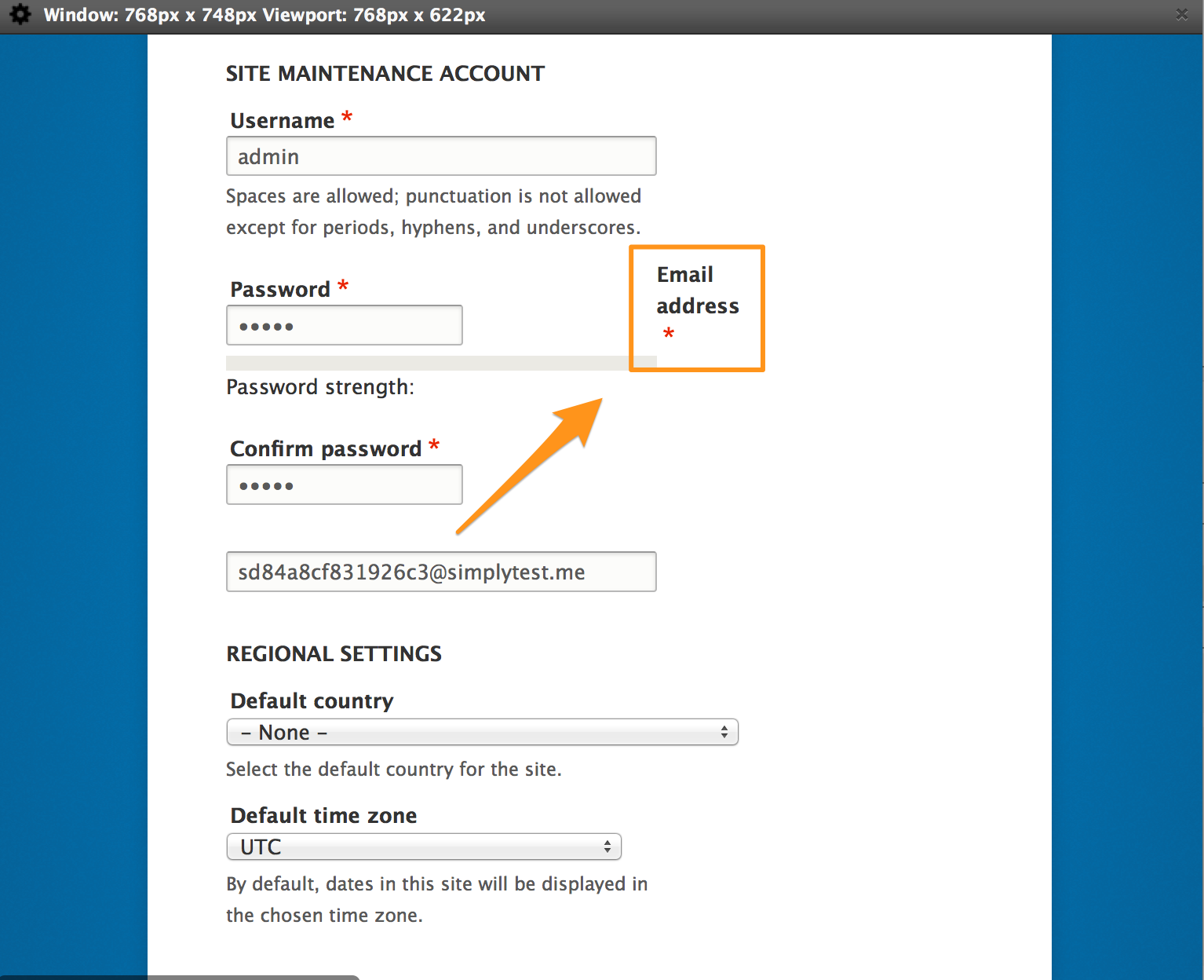 The email address field title moves up next to password fields at 768px to 1010 px - Firefox ...