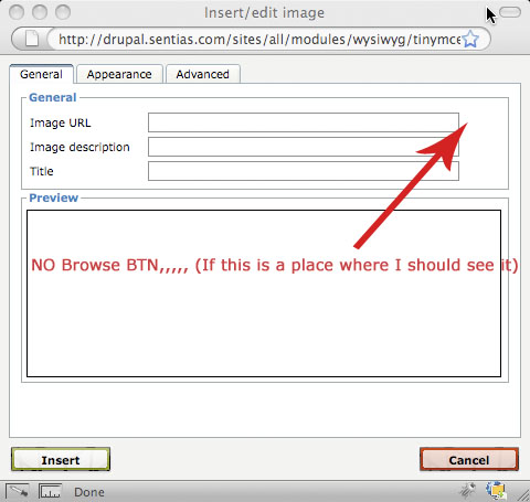 IMCE Brower button not showing Drupal 5 [#347025] | Drupal.org