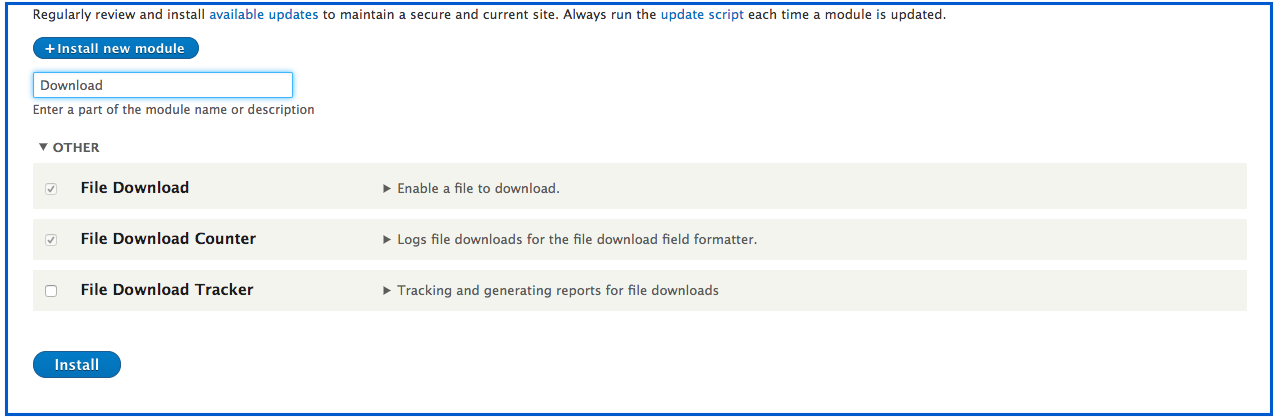 File Download Counter with wrong package in info file "Core" [#2884185] | Drupal.org