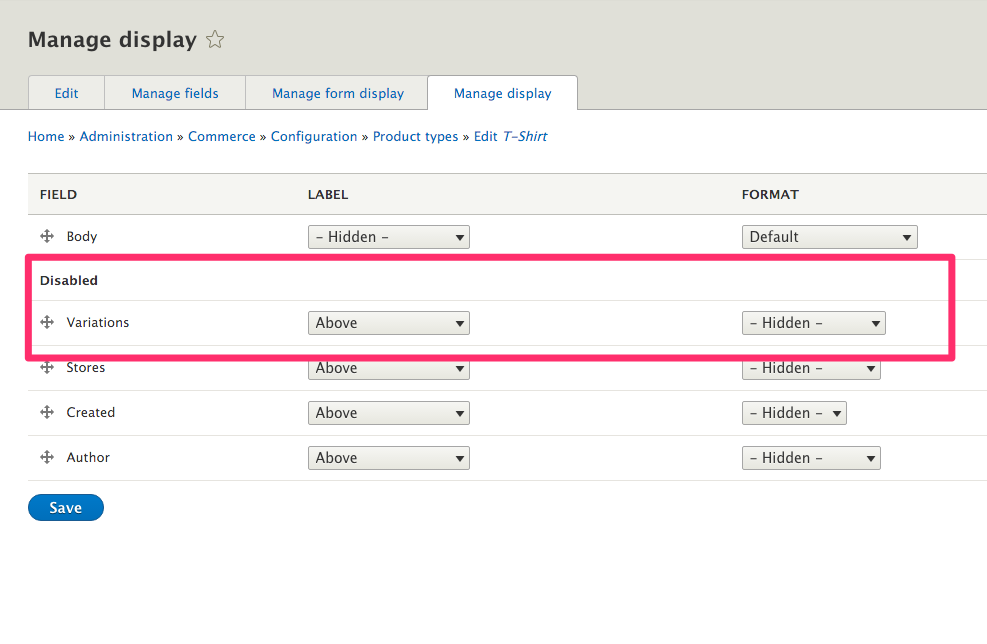New product types do not display variations field by default [#2660280] | Drupal.org