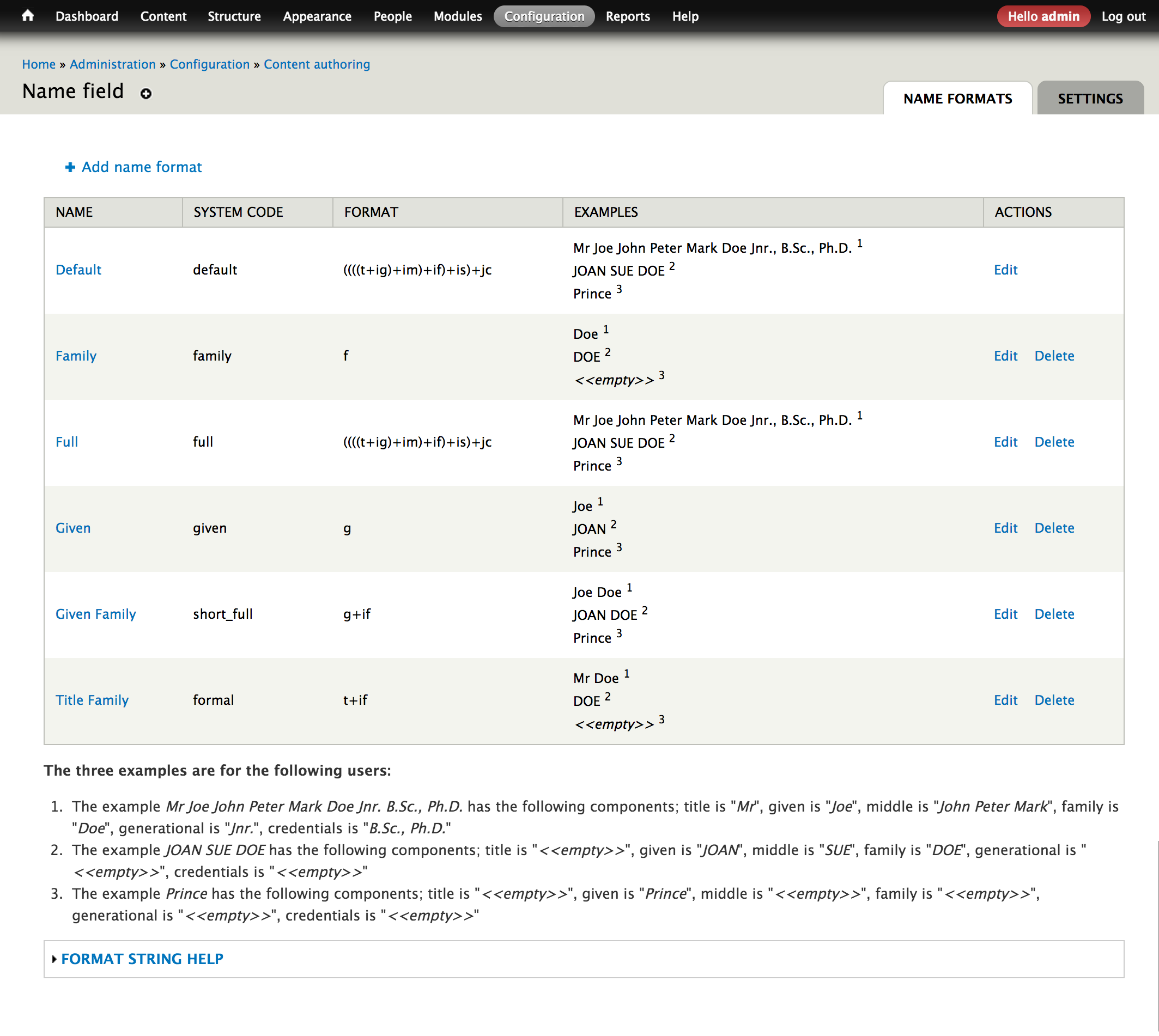 Move name menu under /admin/config/content [#2172475] | Drupal.org