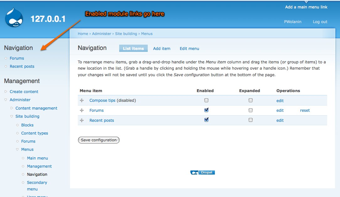Split Navigation to User and Administration menu [#273137] | Drupal.org