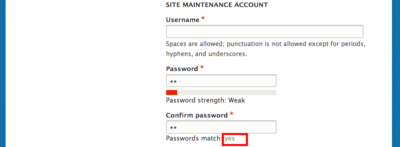 Confirm Password "Passwords match" text color [#2563955] | Drupal.org