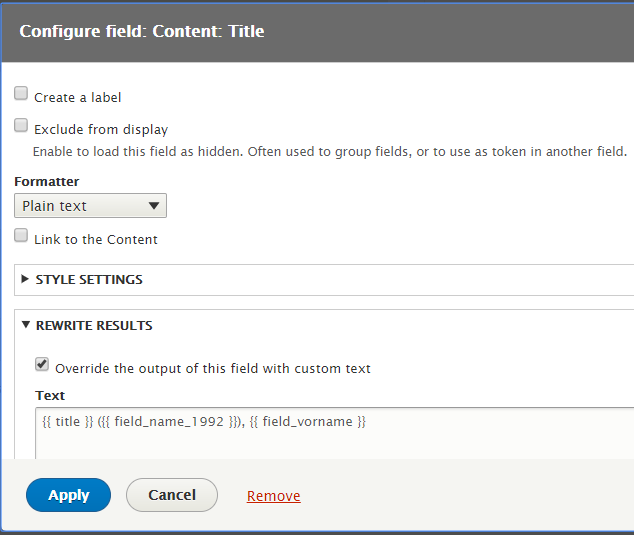 Rewritten view output is not used for "Entity Select" field [#2890618] | Drupal.org