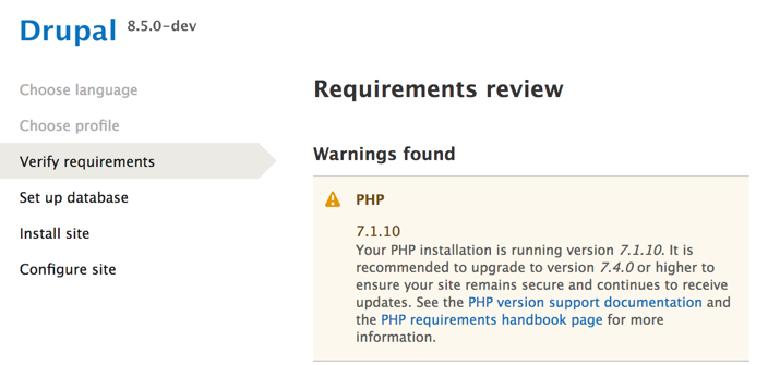 Warn users of old PHP versions [#2670966] | Drupal.org