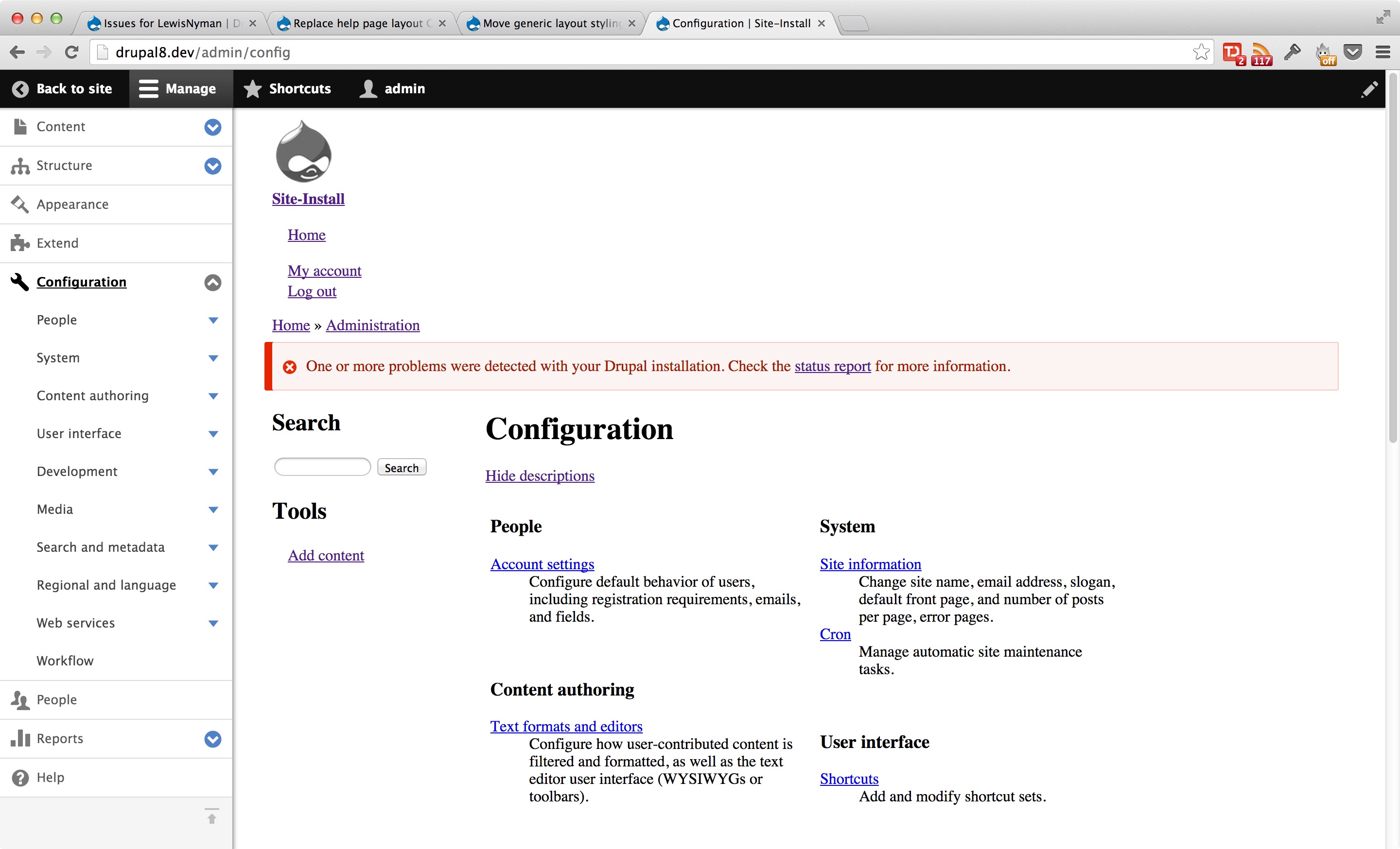 Move generic layout styling into system.admin.css [#2298821] | Drupal.org