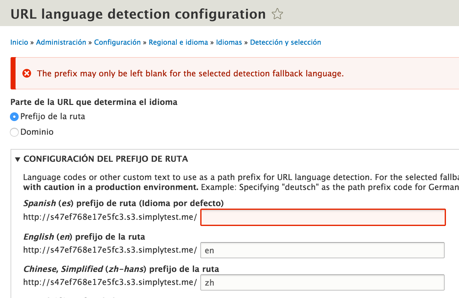 Modifying path prefix for URL language detection causes error message ...