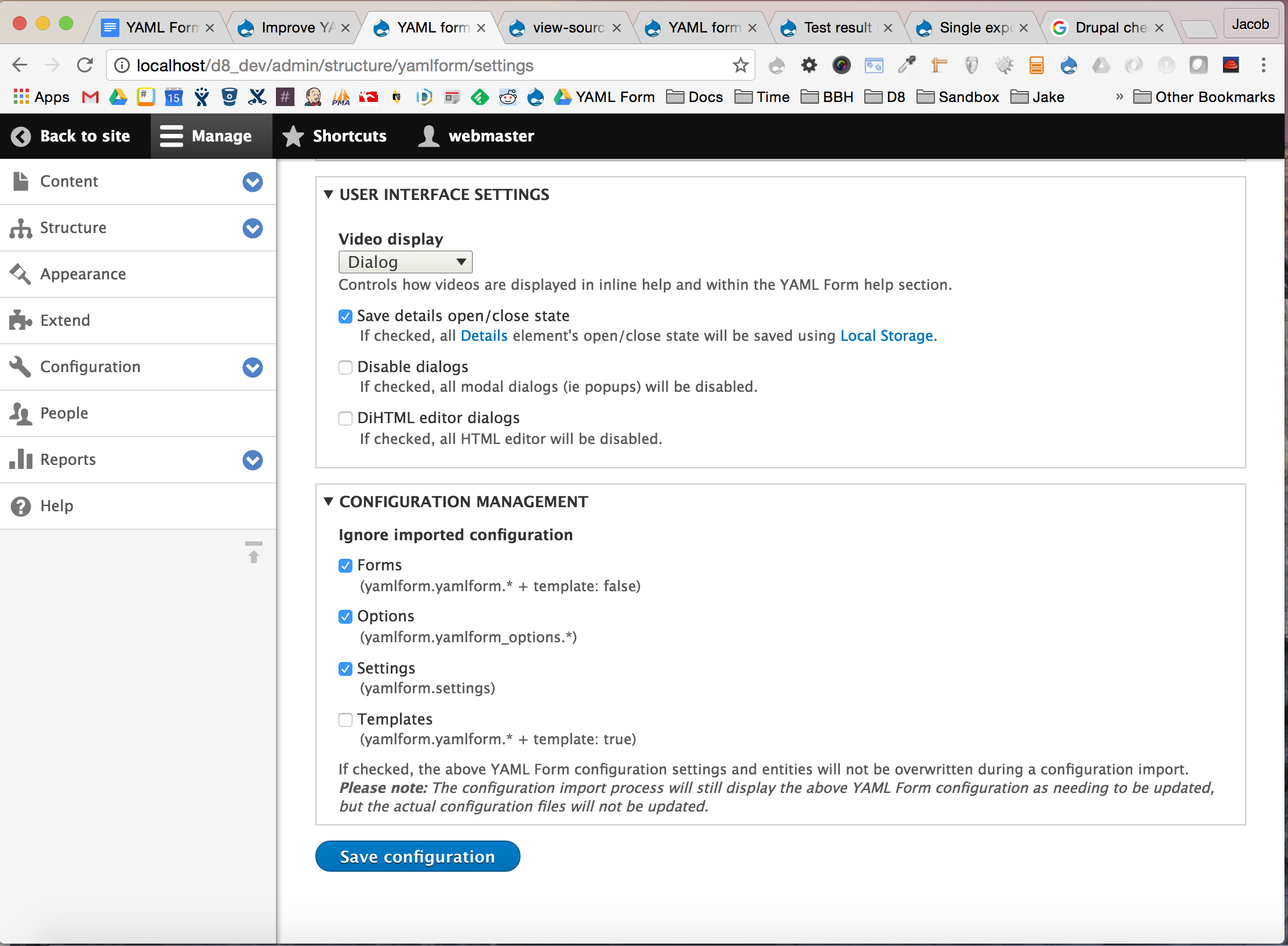 Improve YAML Form configuration management [#2785807] | Drupal.org
