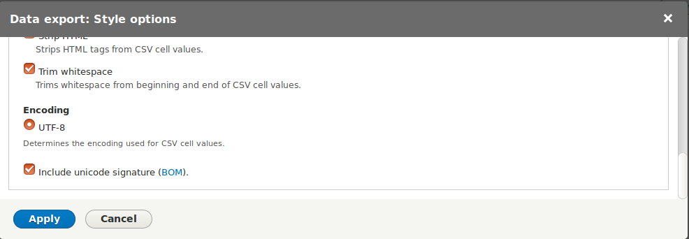 CSV export UTF-8 & windows - BOM [#2859342] | Drupal.org