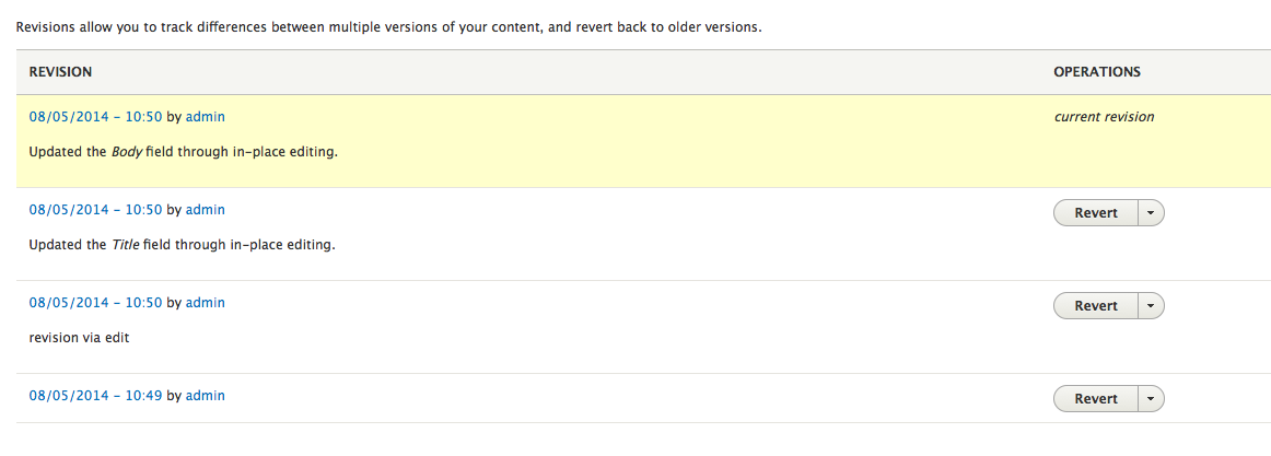 HTML double-escaping in revision messages [#2309215] | Drupal.org