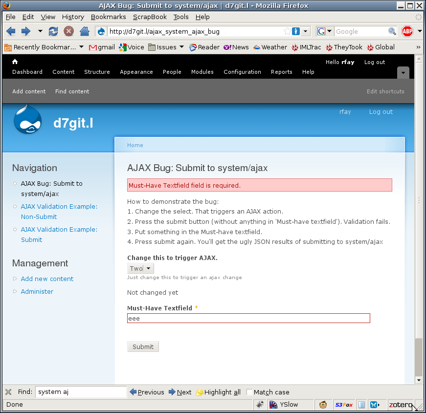 [rfay version] AJAX form can submit inappropriately to system/ajax ...