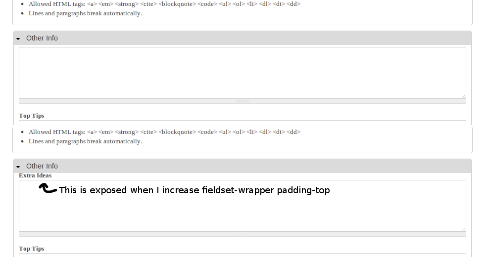 Fieldset CSS for node forms needs to be more specific [#1017832] | Drupal.org