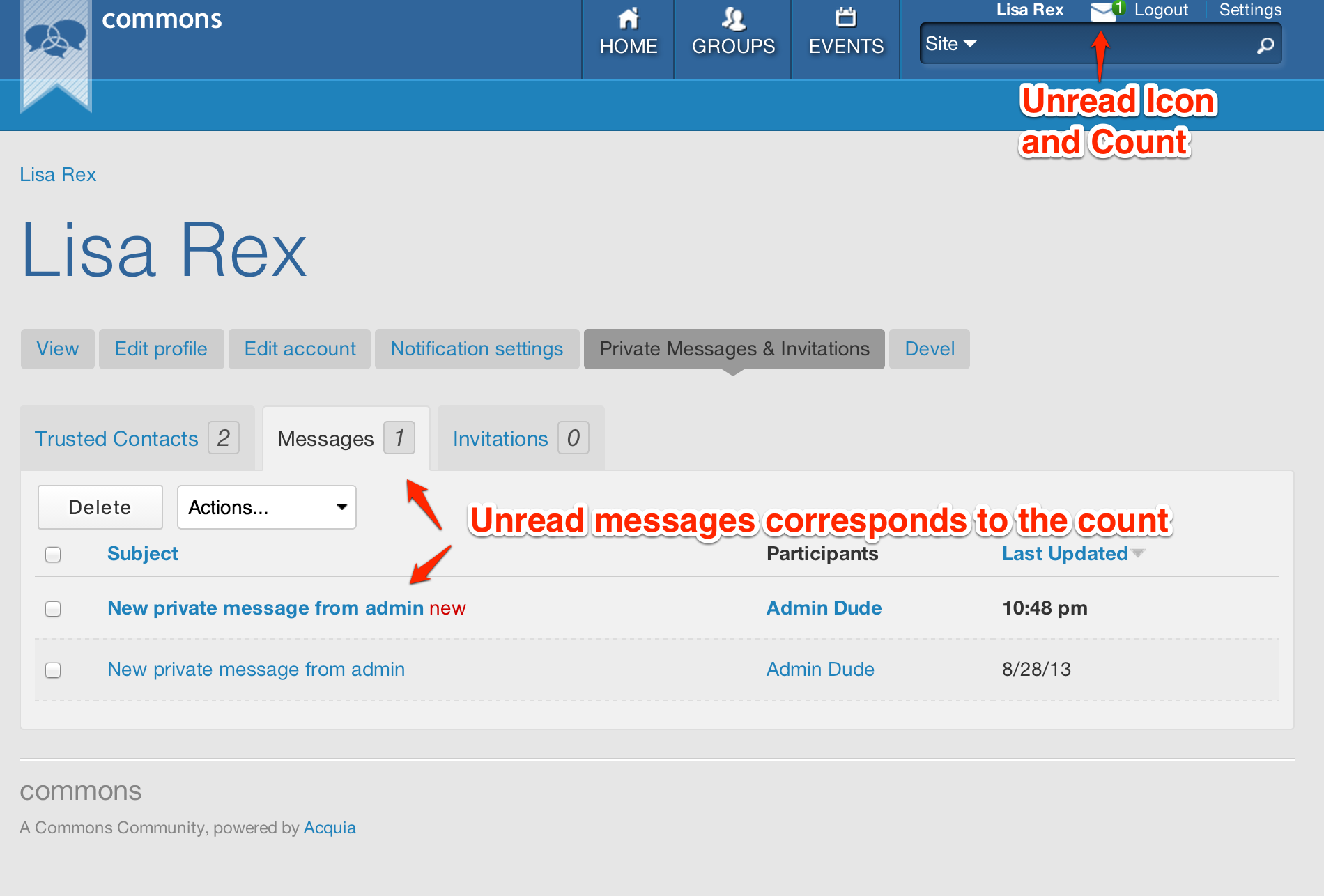 Private Message count is confusing [#2215871] | Drupal.org