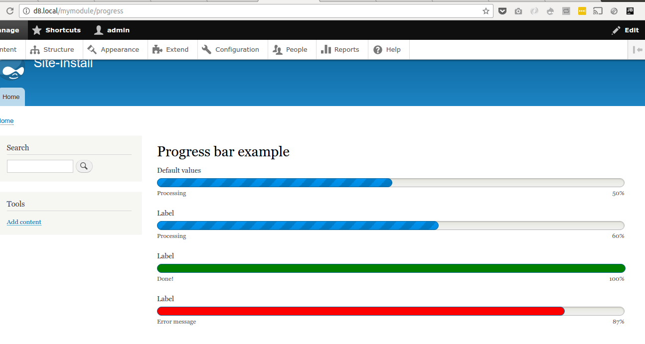 Add a status modifier to the progress bar [#2807927] | Drupal.org