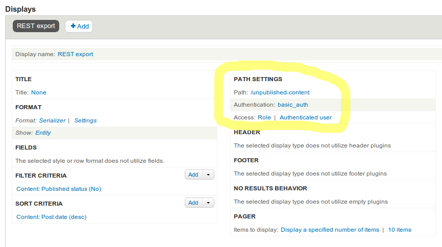 Add authentication support to REST views [#2228141] | Drupal.org