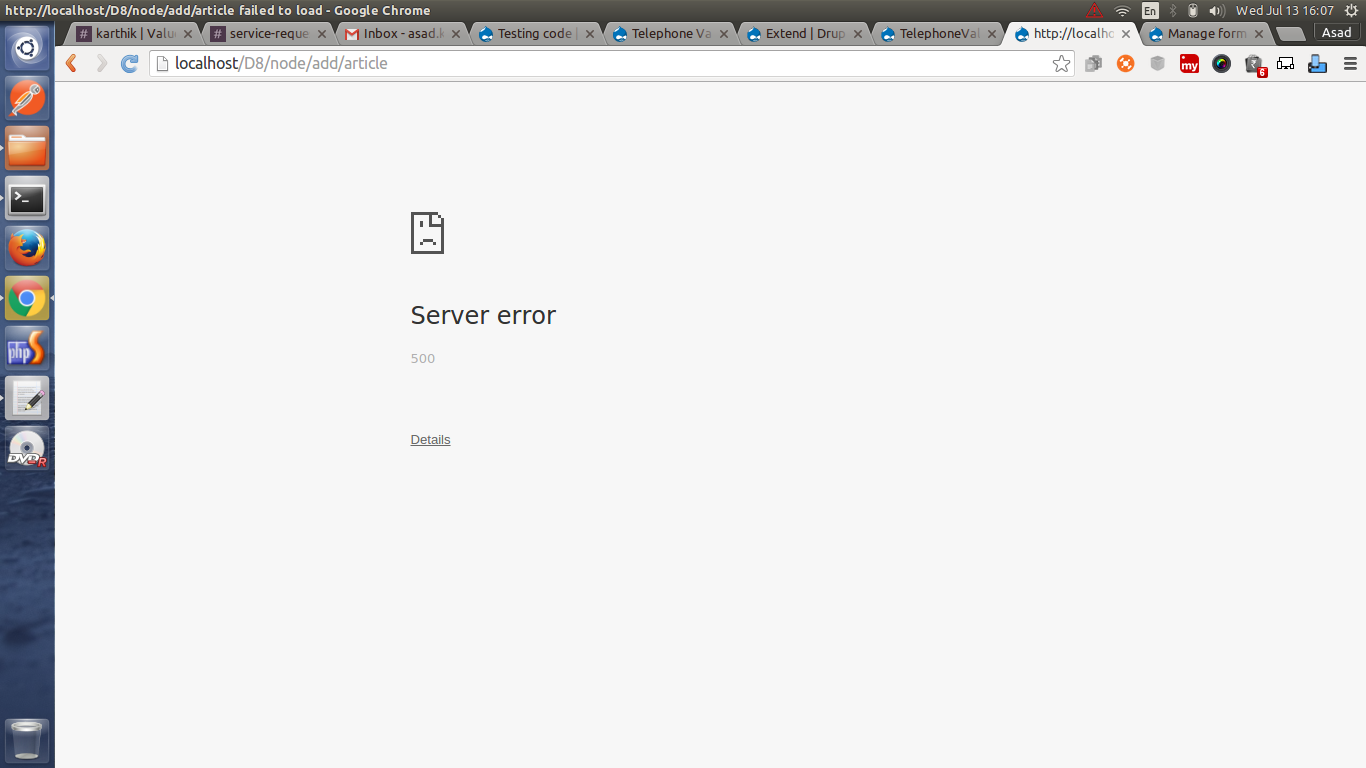 For Authenticated User:: Telephone Validation Module throwing 500 server error when creating ...