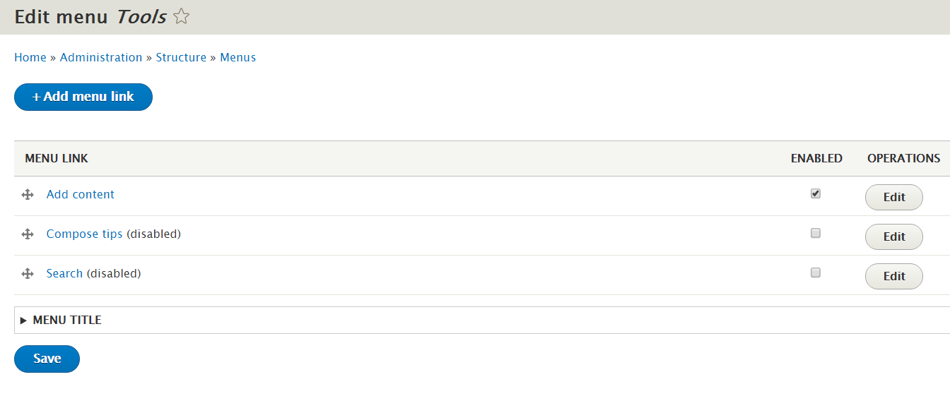 Separate the menu settings from the 'add link' button [#2520232] | Drupal.org